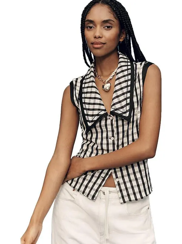 BISHOP + YOUNG Essex Sleeveless Collared Top - Gingham