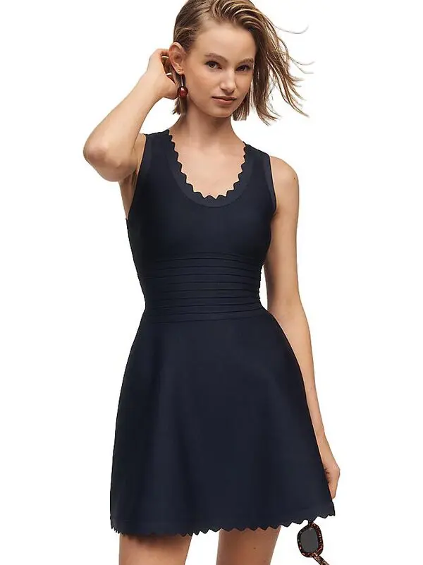 SIEMPRE Scoop-neck Mini Dress - Navy