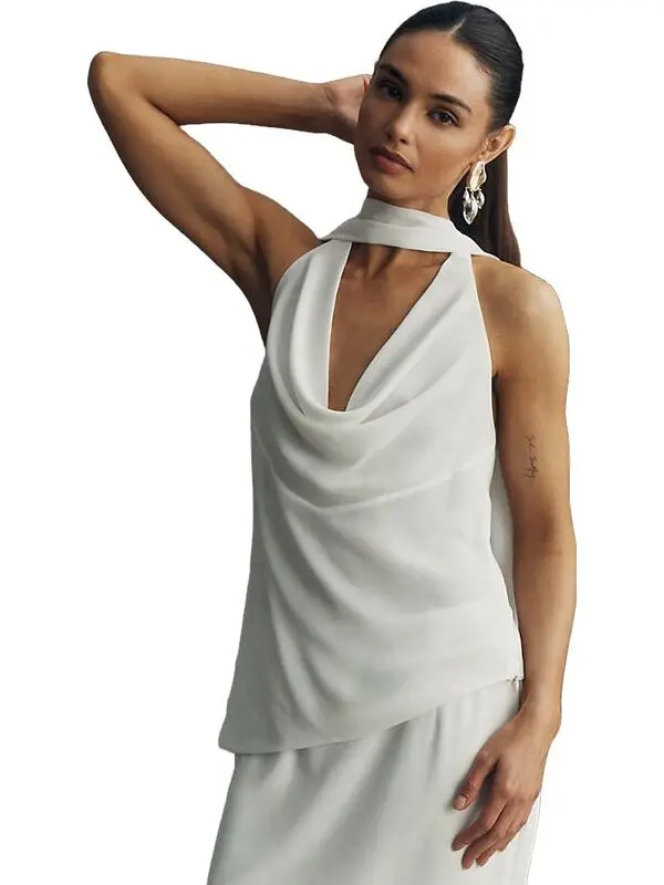 MARE MARE Cowl-neck Halter Tank Top - Ivory