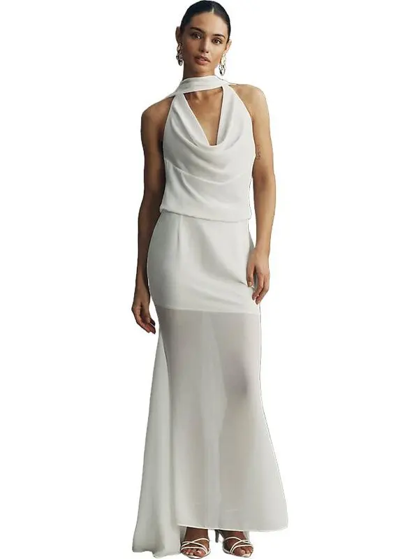 MARE MARE Sheer Panel Maxi Skirt - Ivory