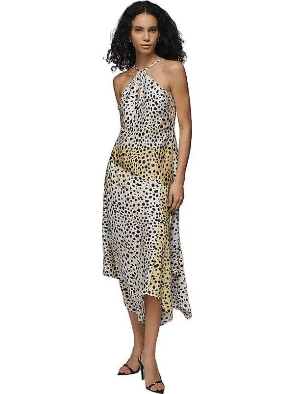 Anthropologie Animal Print Slip Dress - Yellow Pattern