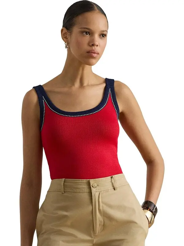 Ralph Lauren Cotton-blend Sweater Tank Top - Cruise Red Multi