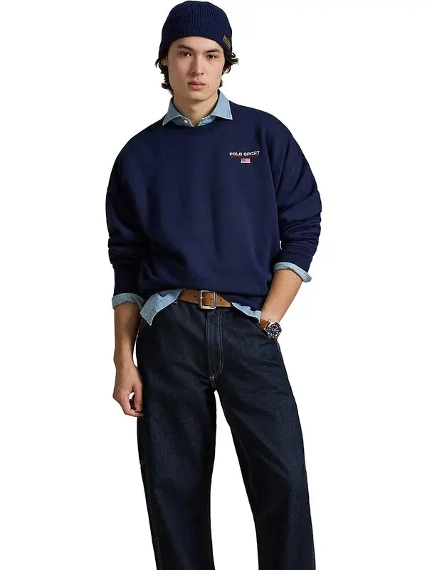 Ralph Lauren Relaxed Fit Polo Sport Fleece Sweatshirt - Cruise Navy White