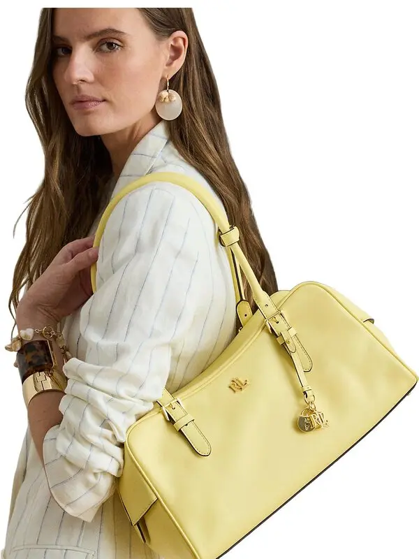 Ralph Lauren Leather Large Marcy Zip Satchel - Lemon Sorbet