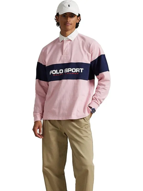 Ralph Lauren Big Fit Polo Sport Rugby Shirt - Resort Pink/cruise Navy