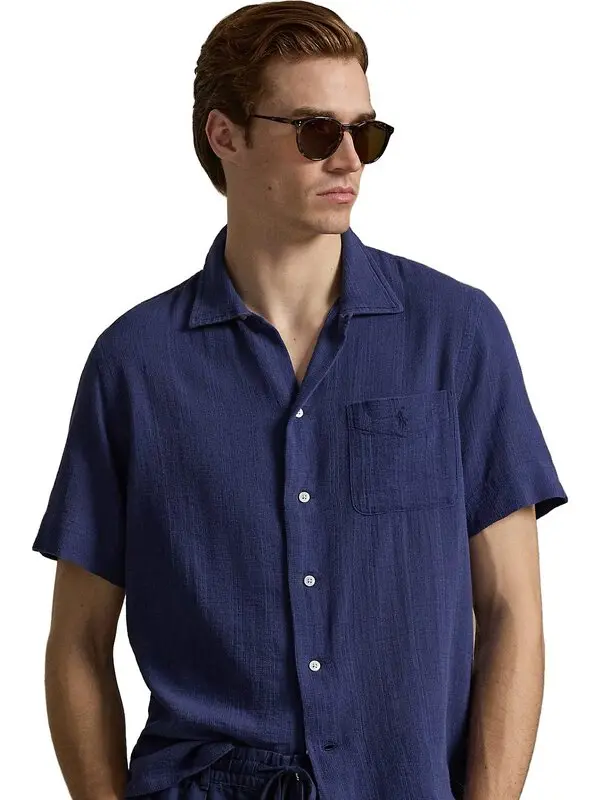 Ralph Lauren Classic Fit Basket-weave Camp Shirt - Freshwater