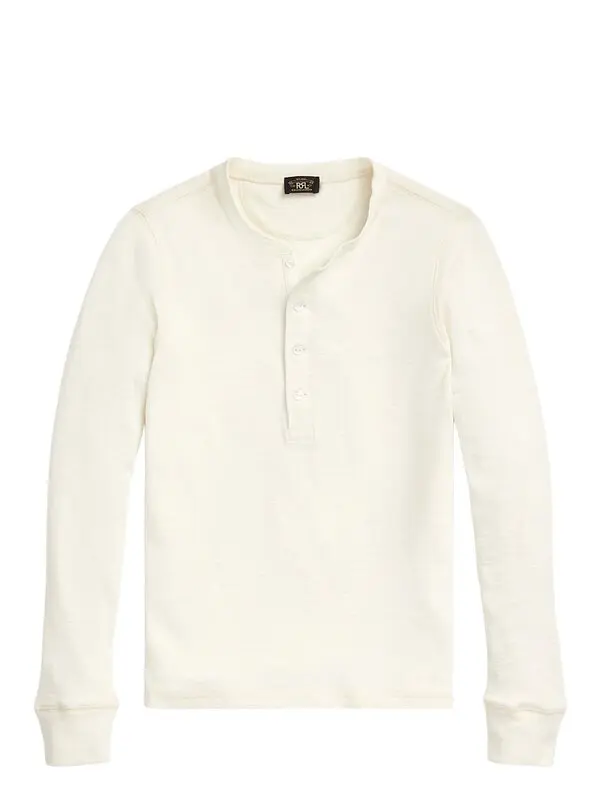 Ralph Lauren Waffle-knit Henley Shirt - Paper White