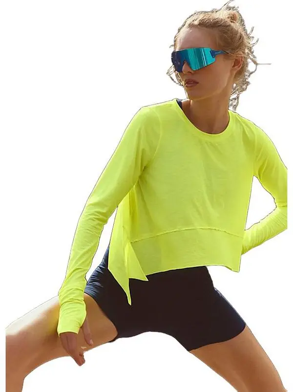 Free People Tempo Uv Protection Long Sleeve Tee - Highlighter Yellow