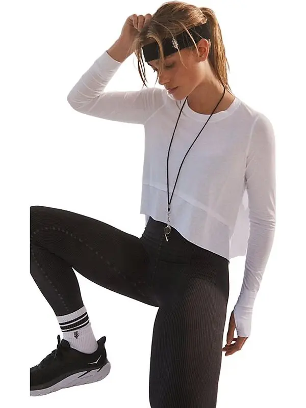 Free People Tempo Uv Protection Long Sleeve Tee - Optic White