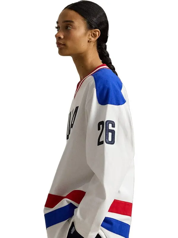Ralph Lauren Team Usa Cotton Jersey Tunic - White/sapphire Star/red