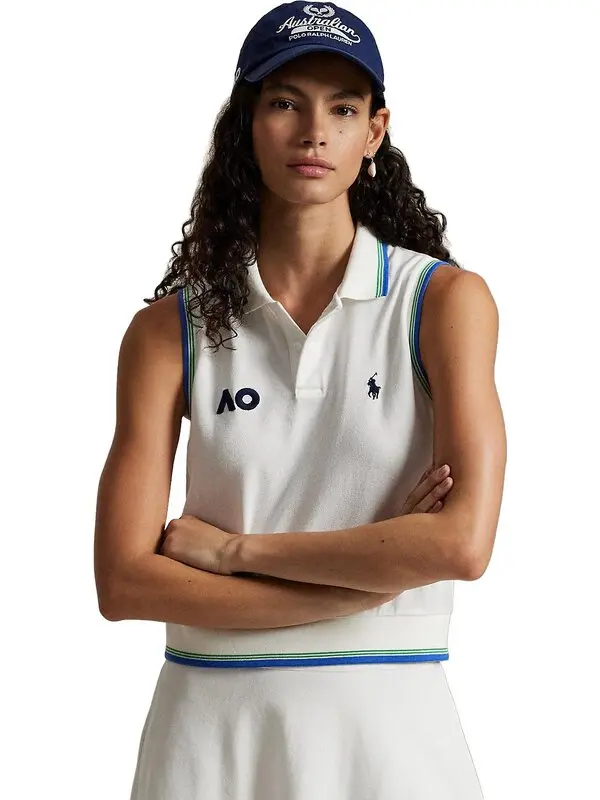 Ralph Lauren Australian Open Sleeveless Cropped Polo - White