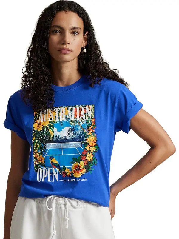 Ralph Lauren Australian Open Graphic Jersey Tee - New Iris Blue