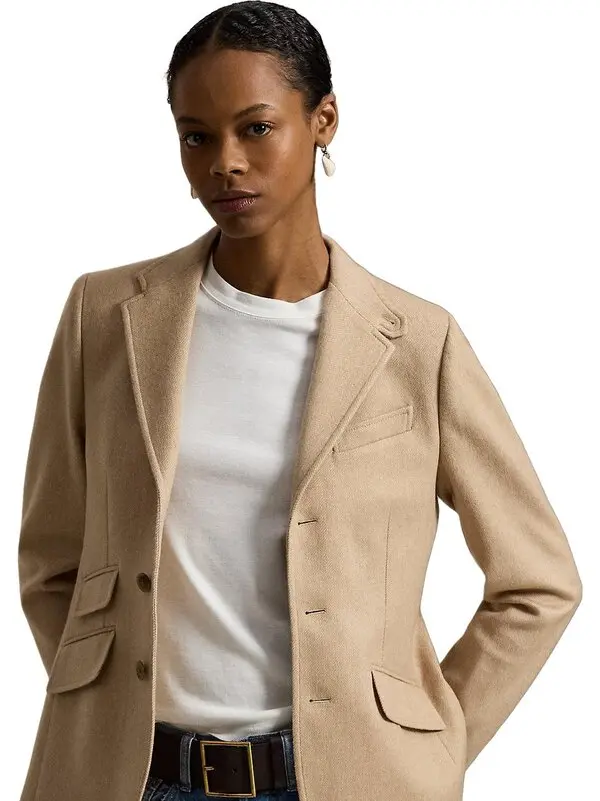 Ralph Lauren Single-breasted Wool Hacking Blazer - Taupe Herringbone