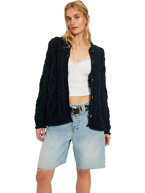 Free People Opal Knit Cardigan - Black