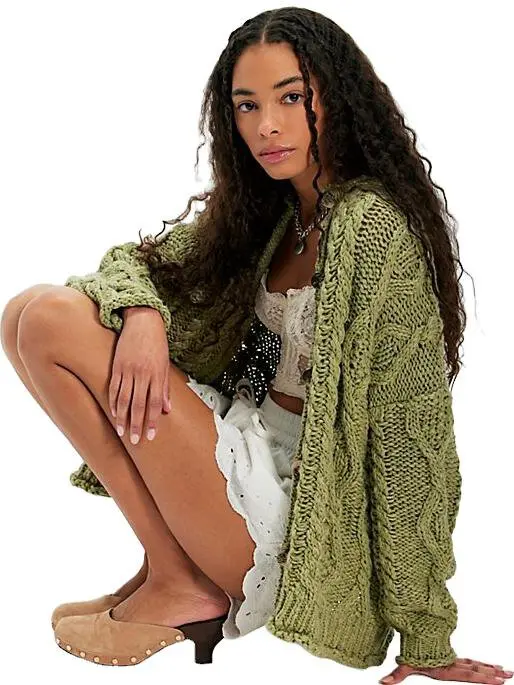 Free People Opal Knit Cardigan - Iguana