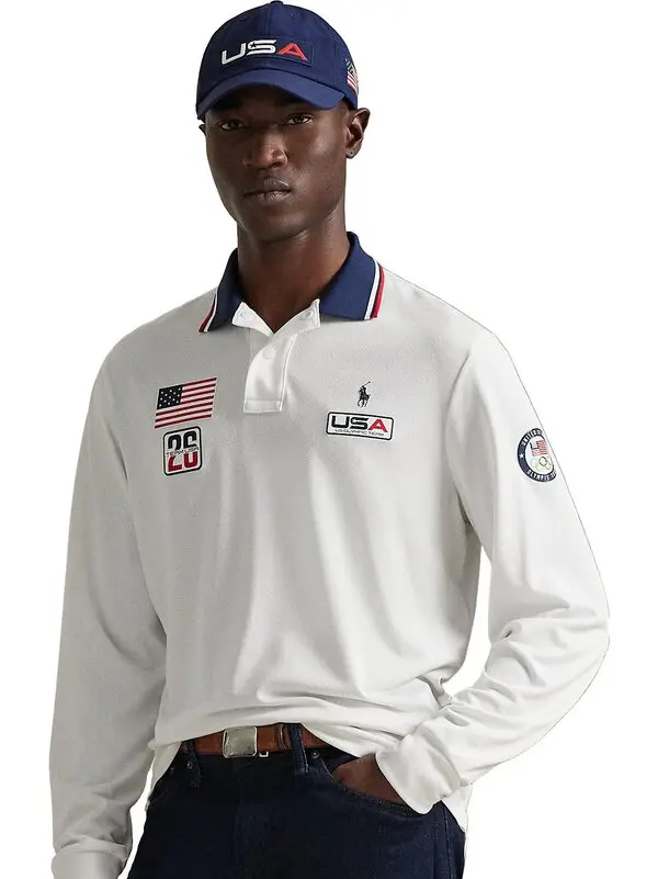 Ralph Lauren Team Usa Performance Mesh Polo Shirt - Ceramic White
