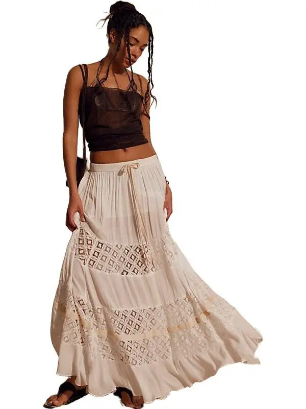 Free People Swept Away Maxi Skirt - Clean Ivory