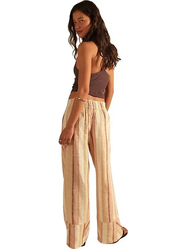 Free People Day's End Striped Linen Pants - Tea Combo