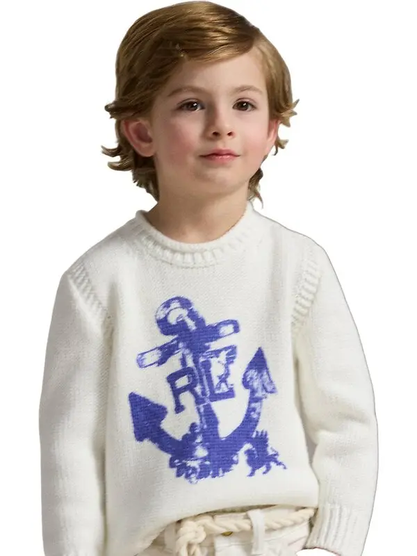 Ralph Lauren Anchor-print Cotton Sweater - Cream Multi