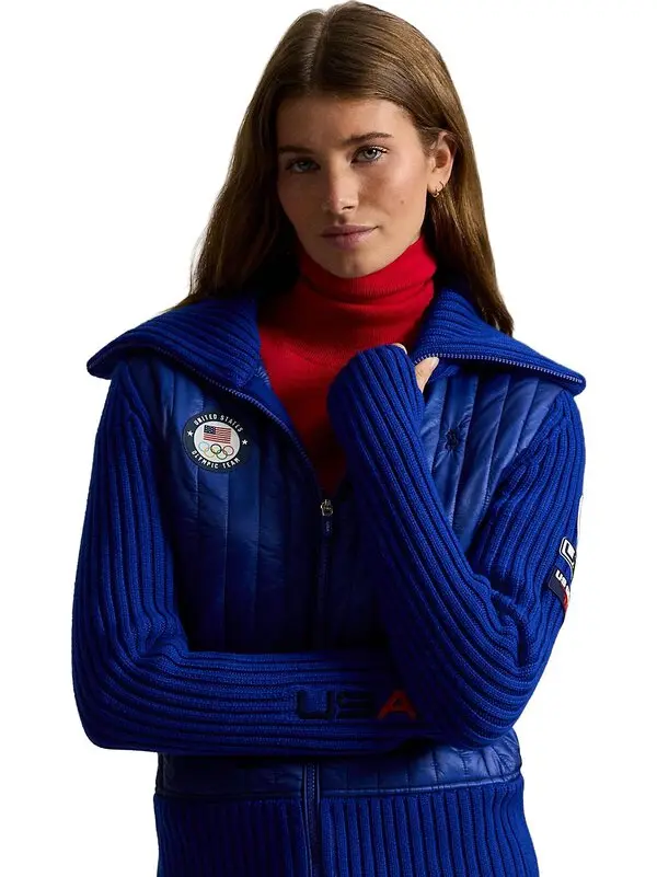 Ralph Lauren Team Usa Hybrid Wool Zip Sweater - Sapphire Star
