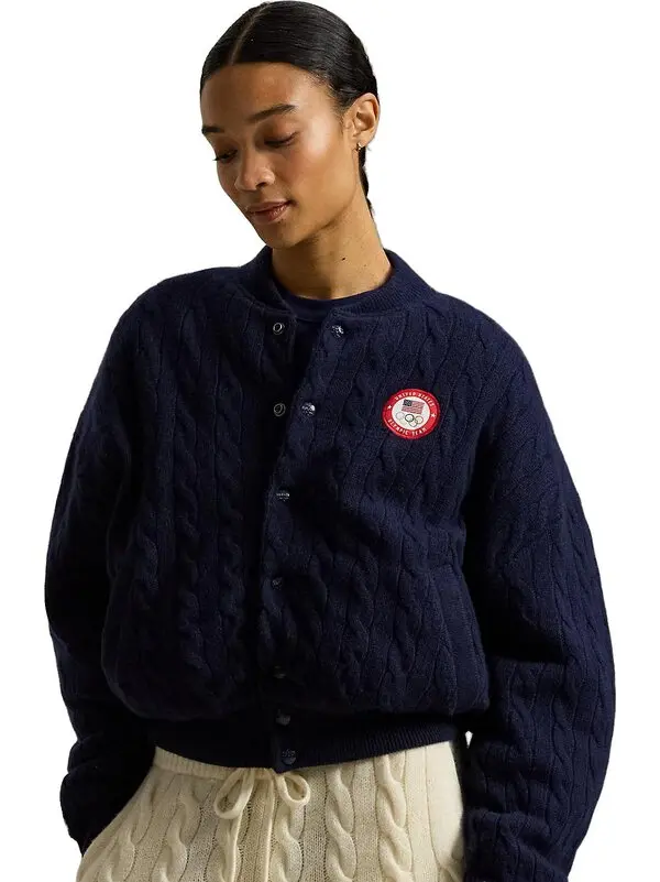 Ralph Lauren Team Usa Wool-cashmere Baseball Jacket - Hunter Navy