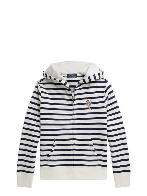 Ralph Lauren Polo Bear Striped Fleece Hoodie - Newport Navy