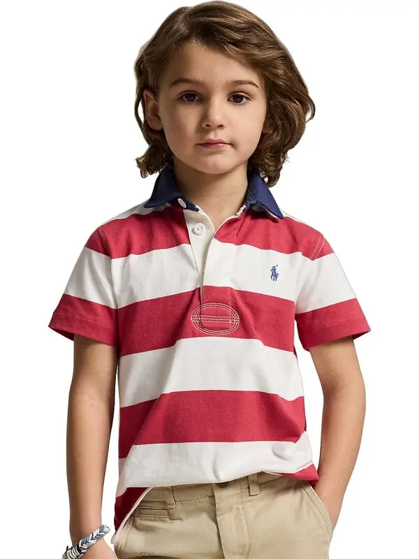 Ralph Lauren Striped Cotton Short-sleeve Rugby Shirt - Nantucket Red