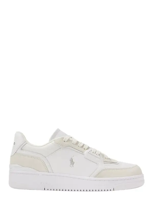 Ralph Lauren Open Masters Leather-suede Sneaker - White/silver