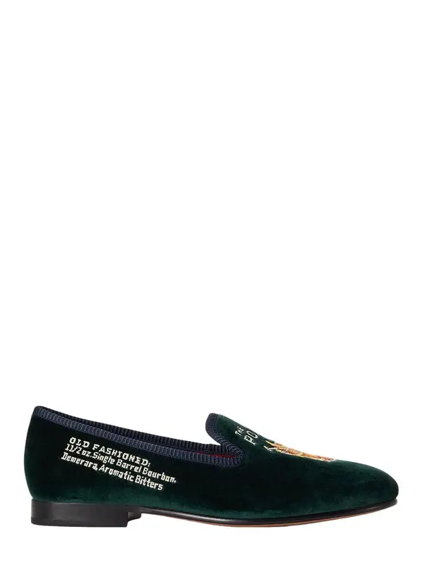 Ralph Lauren Paxton Polo Bar Velvet Slipper - Green