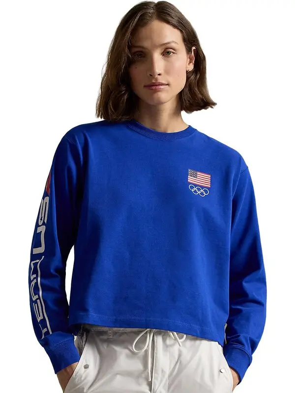 Ralph Lauren Team Usa Cotton Jersey Long-sleeve Tee - Sapphire Star