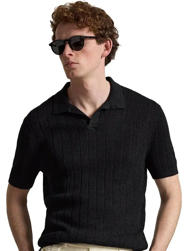 Ralph Lauren Linen Johnny-collar Sweater - Polo Black