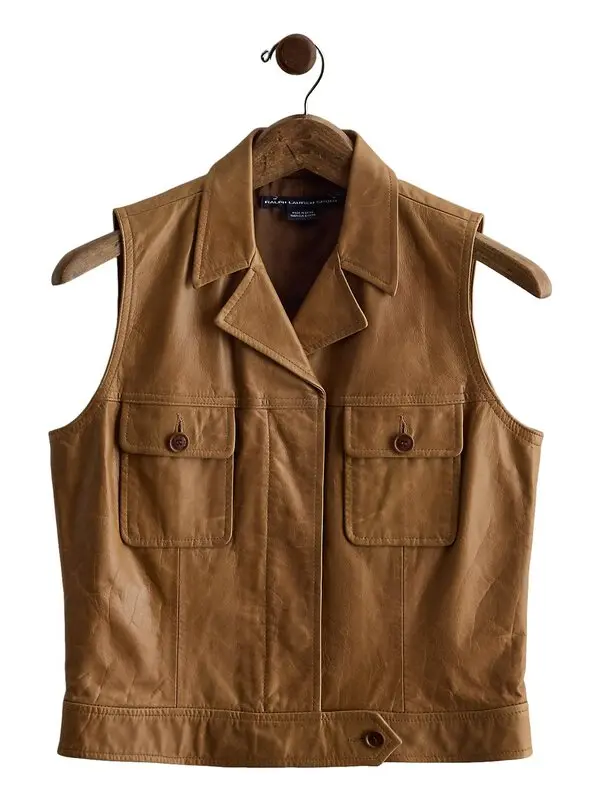 Ralph Lauren C. 1995 Leather Vest - Tan