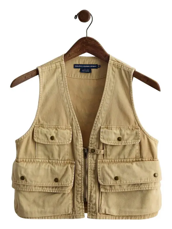 Ralph Lauren C. 1995 Horse-motif Cotton Vest - Tan