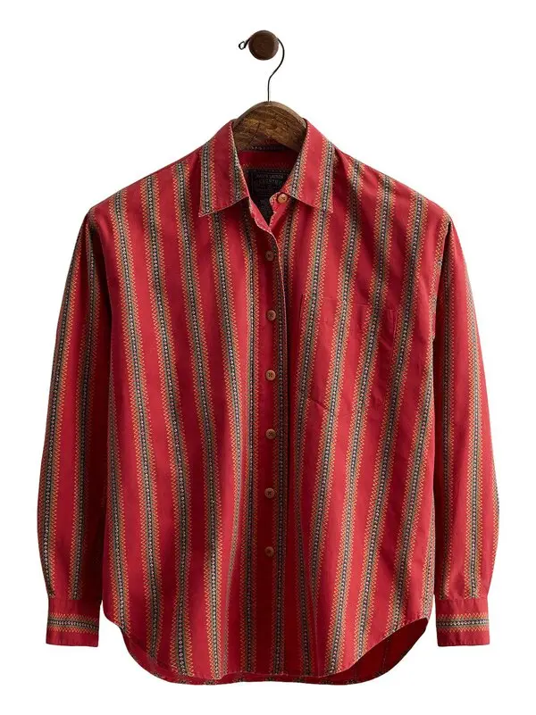 Ralph Lauren C. 1990 Striped Cotton Shirt - Red