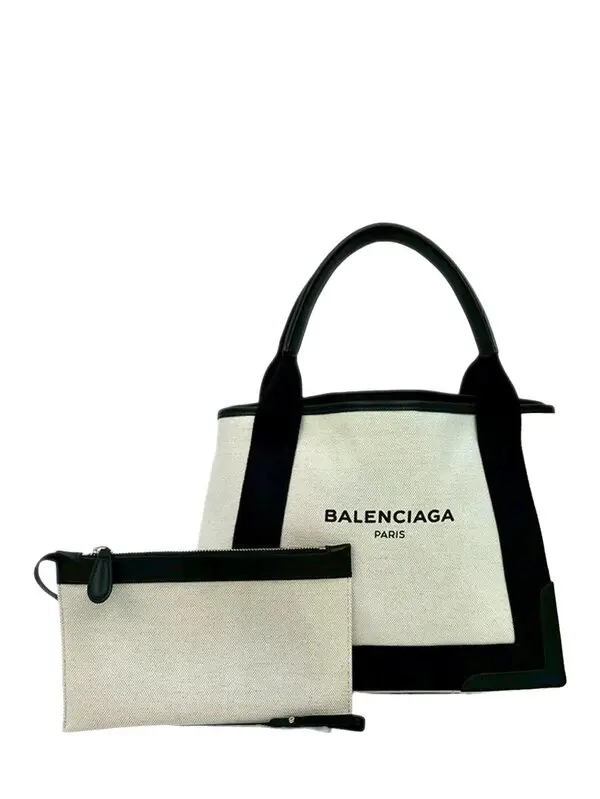 Balenciaga 2005-2025 Canvas Navy Cabas S Tote Bag - Black