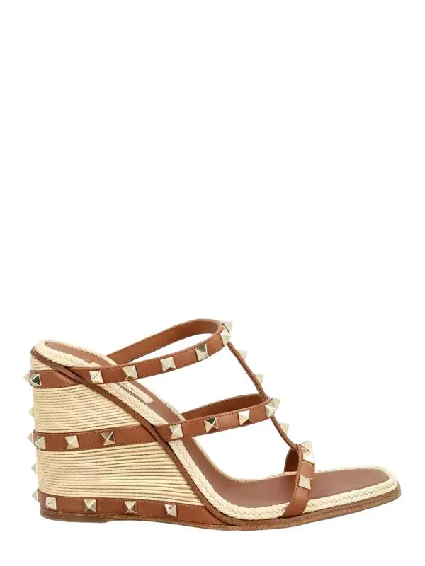 Valentino Garavani Rockstud Wedge Sandals - Brown
