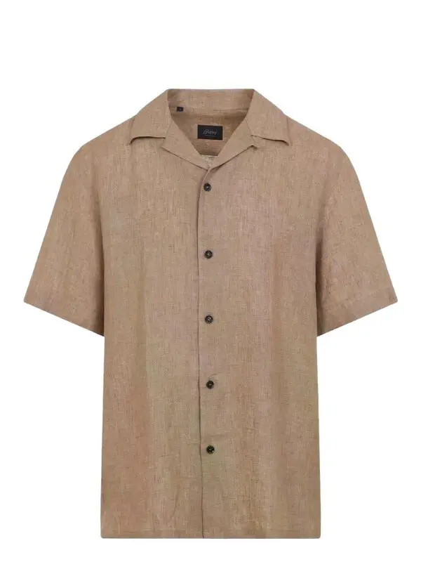 Brioni Short-sleeve Linen Shirt - Neutrals