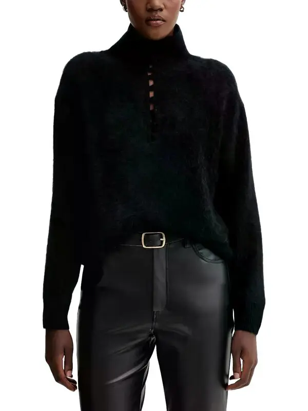 Rag & Bone Jada Buttoned Turtleneck Sweater - Black