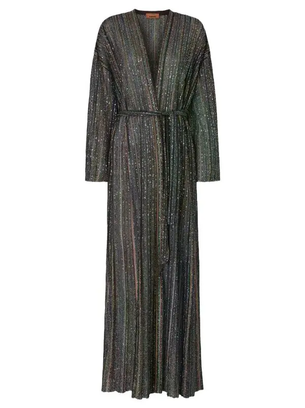 Missoni Belted Striped Cardigan Coat - Black
