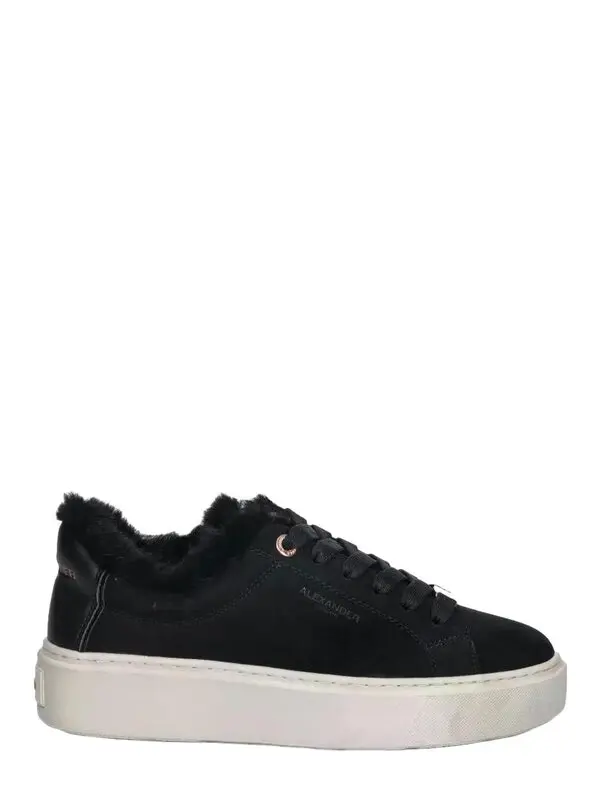 ALEXANDER SMITH Faux Fur-trim Platform Sneakers - Black