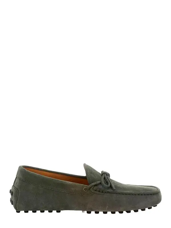 TOD'S Topstitching Tie-detail Flat Shoes - Green