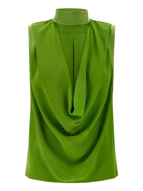 Elisabetta Franchi Sleeveless Draped Top - Green