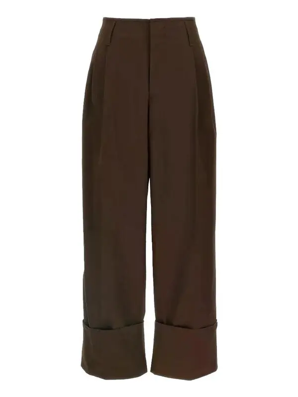 DARKPARK Belt-loop Turn-up Trousers - Brown