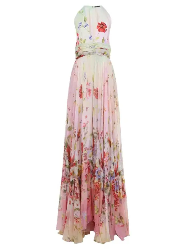 Roberto Cavalli Floral-print Halterneck Dress - Pink