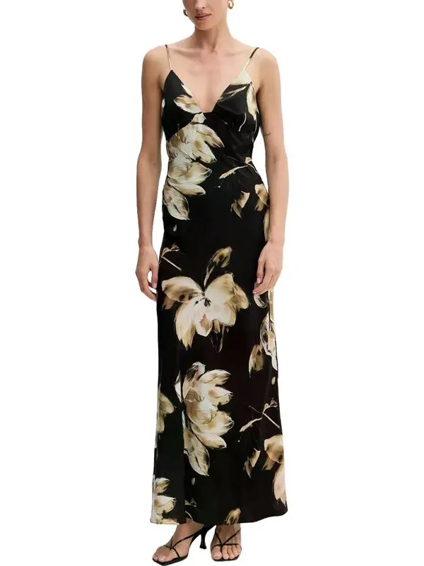 Bardot Floral Print Maxi Dress - Black
