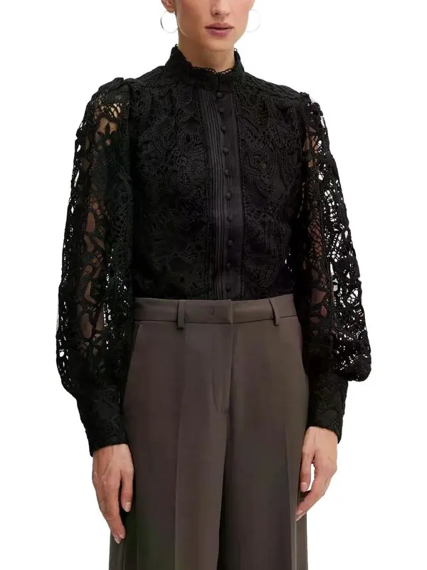 Bardot Laced Button-down Shirt - Black