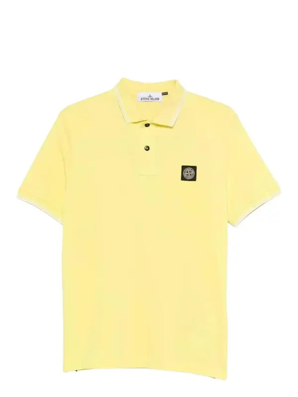 Stone Island Ribbed Trim Polo Shirt - Yellow