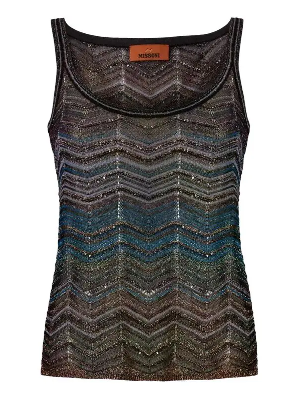 Missoni Chevron Sequin Top - Green