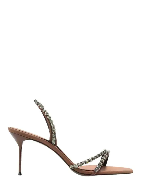 Paris Texas Diamond Strap Stiletto Sandals - Brown
