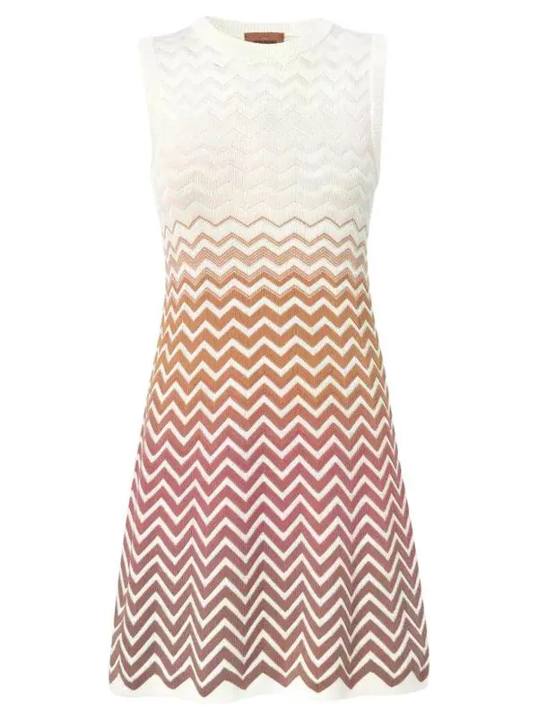 Missoni Chevron-pattern Sleeveless Mini Dress - White